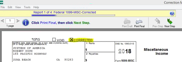 Corrected 1099’s using Aatrix